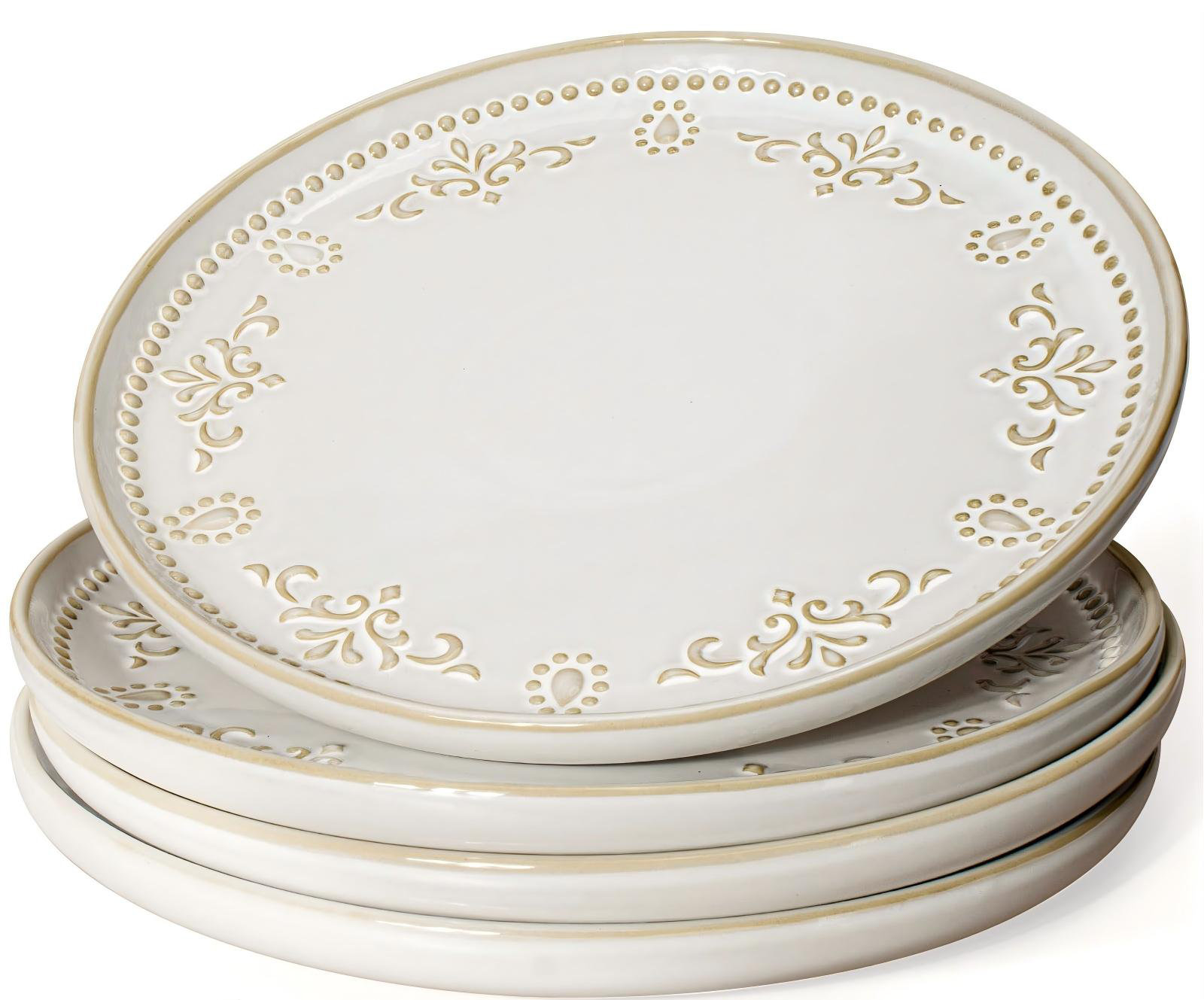 Bloomsbury Market Large Ceramic Dinner Plates,Embossed Kitchen Salad ...