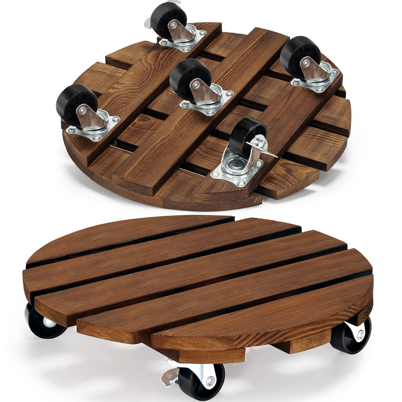 Ophelia & Co. 2Pack Plant Caddy 12’’Wood Duty Rolling Plant Stand With ...