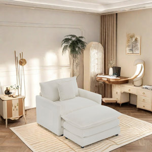 Mercer41 Modular Sofa Couch With Movable Ottoman, Two-Layer Seat ...