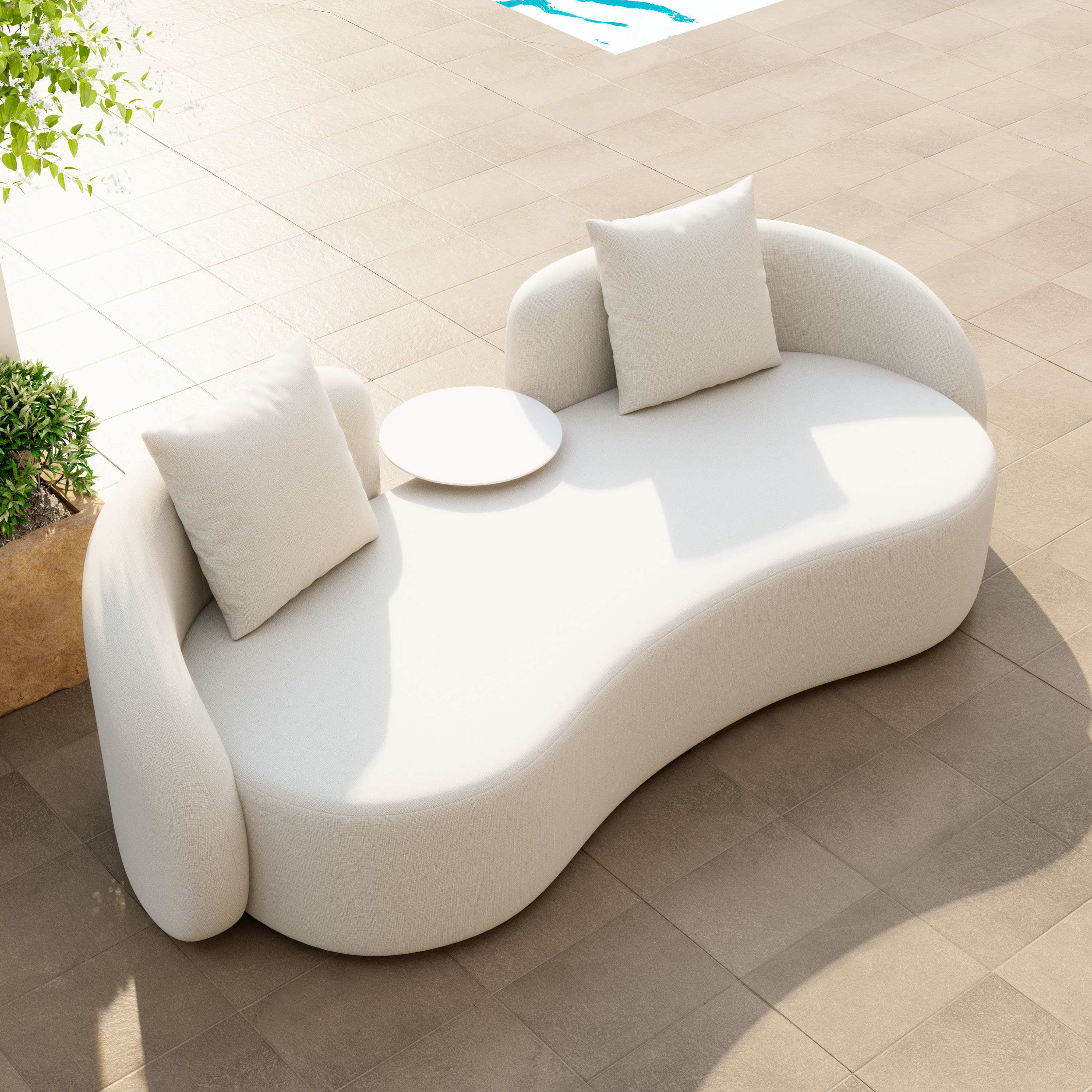 AllModern Kaly 90.6'' Wide Outdoor Curved Patio Sofa with Cushions ...