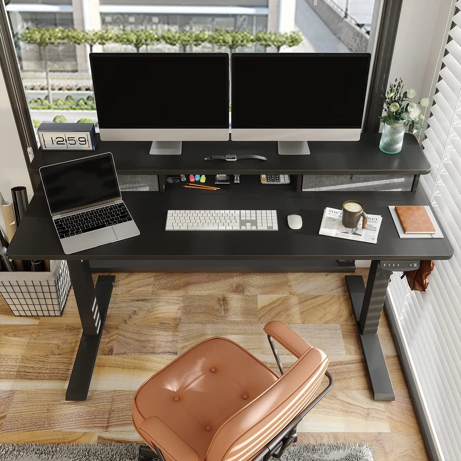 Latitude Run® Braymer 40'' W Height Adjustable Rectangle Standing Desk ...