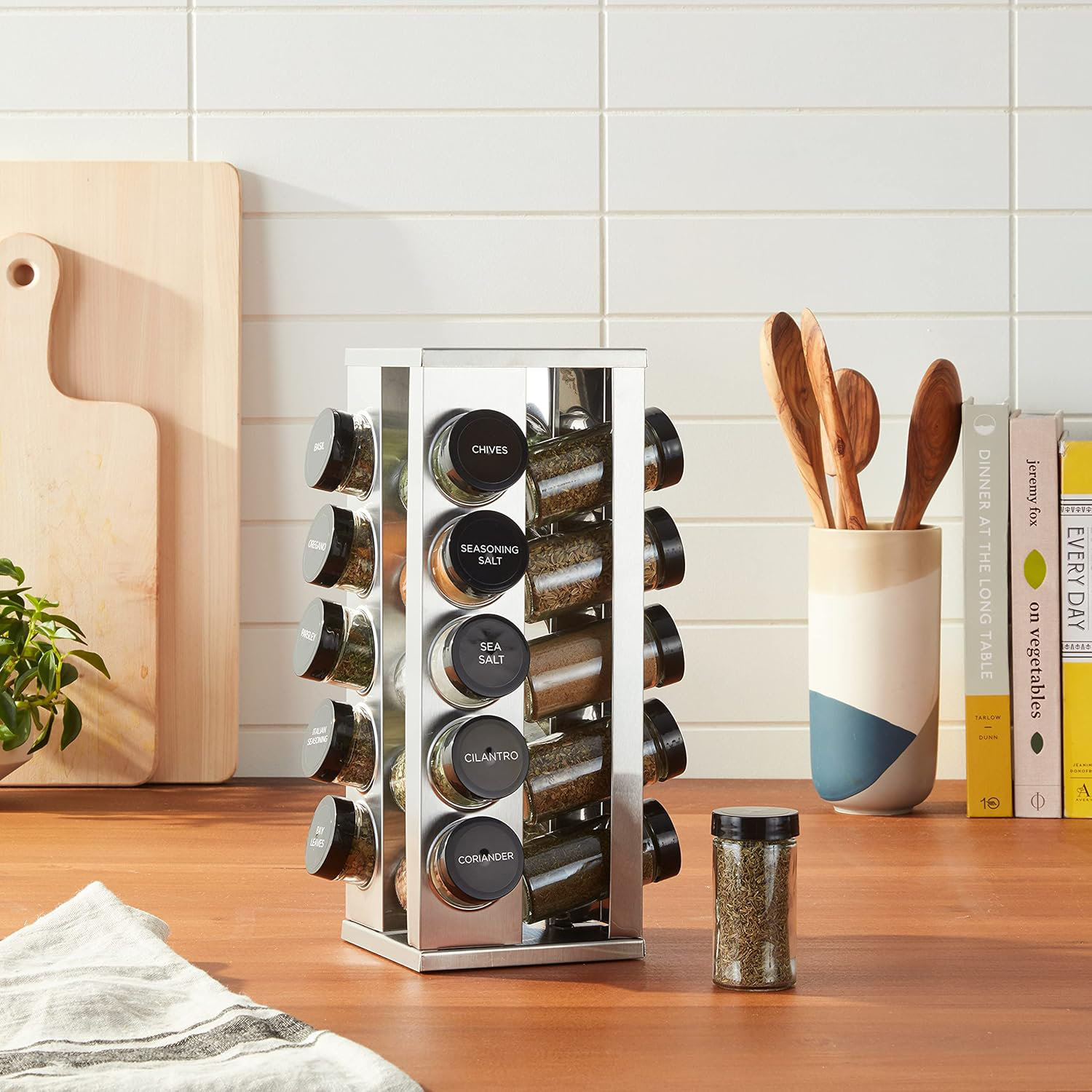 Prep & Savour 20 Jar Heritage Revolving Countertop Spice Rack Organizer ...