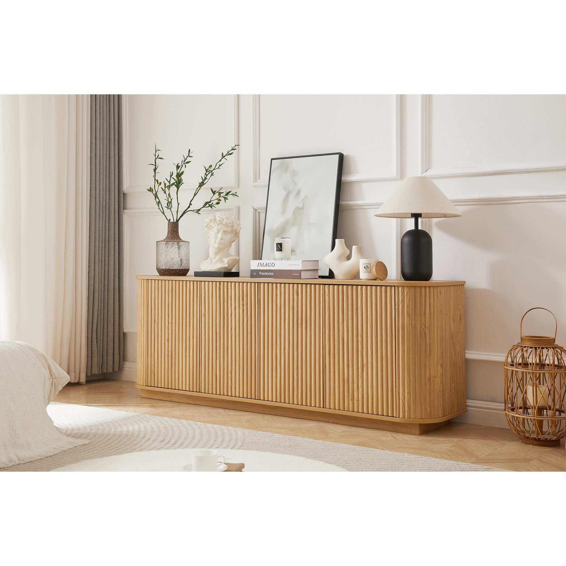 George Oliver Sideboard Storage Cabinet TV Stand With Wave Pattern ...