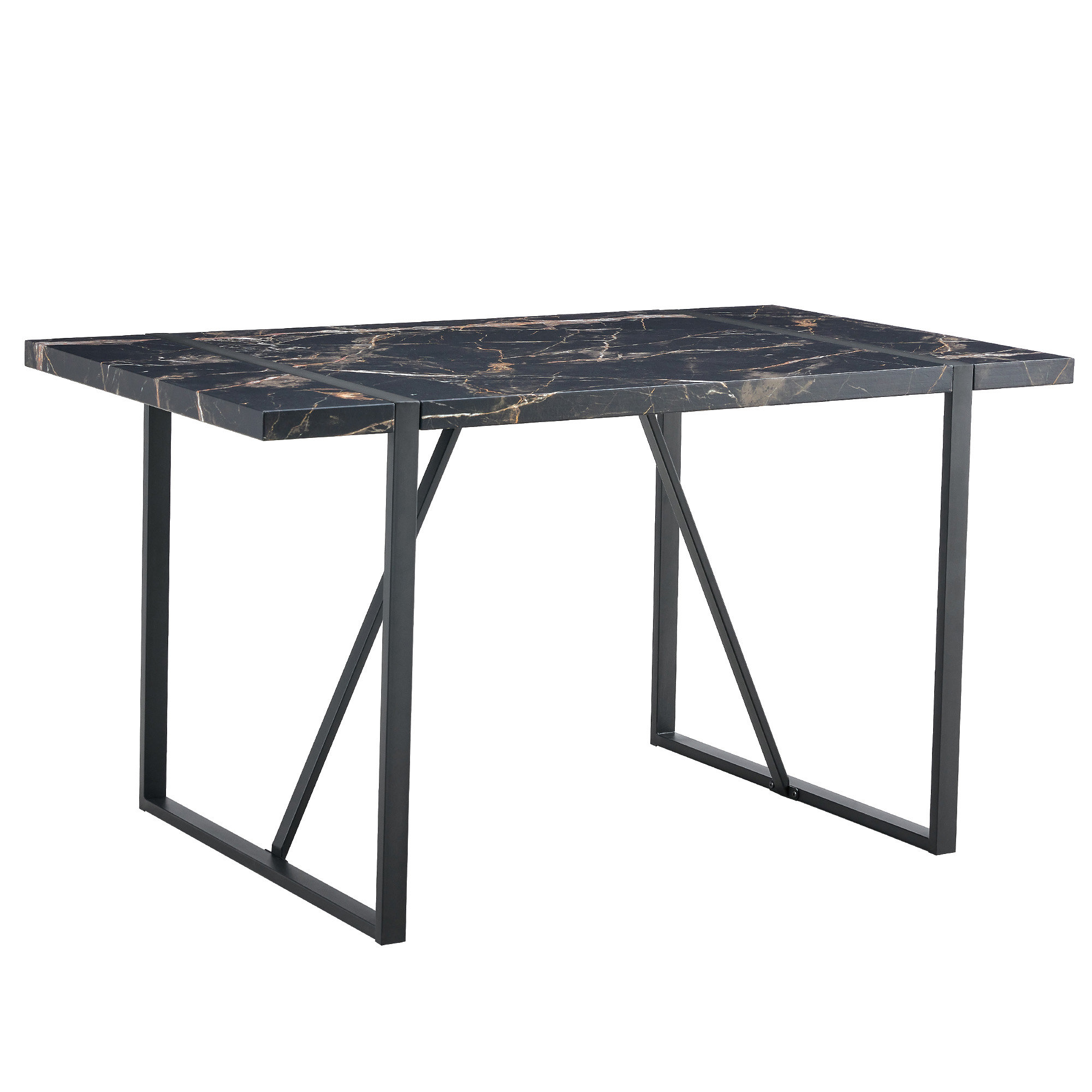 Wrought Studio™ Industrial Rectangular Mdf Black Dining Table For 4-6 ...
