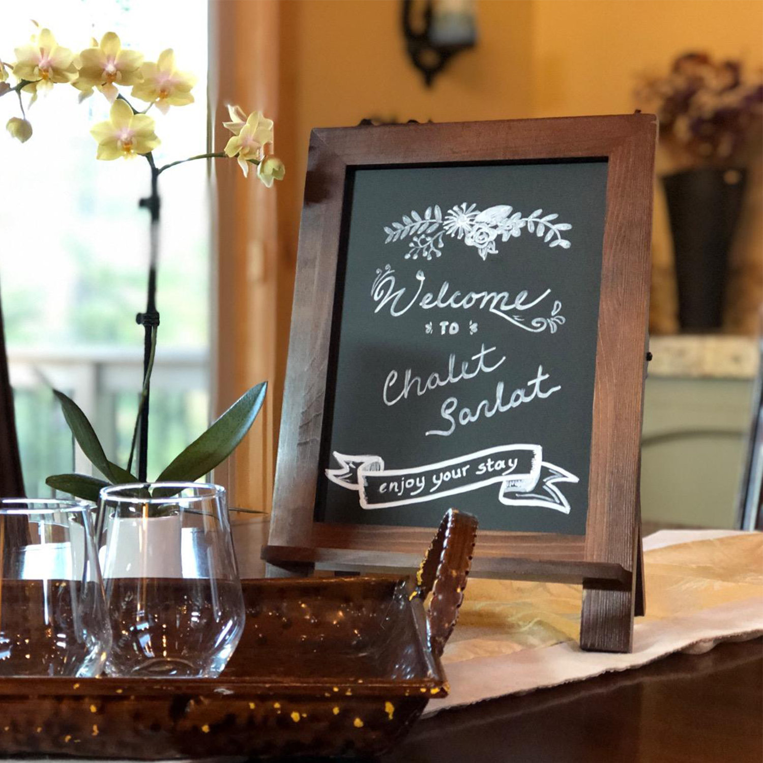 Gracie Oaks Wooden Framed Standing Chalkboard Sign With Chalk Marker ...