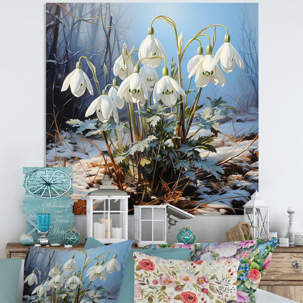Mercer41 White Green Graceful Snowdrops Flower On Metal Print | Wayfair