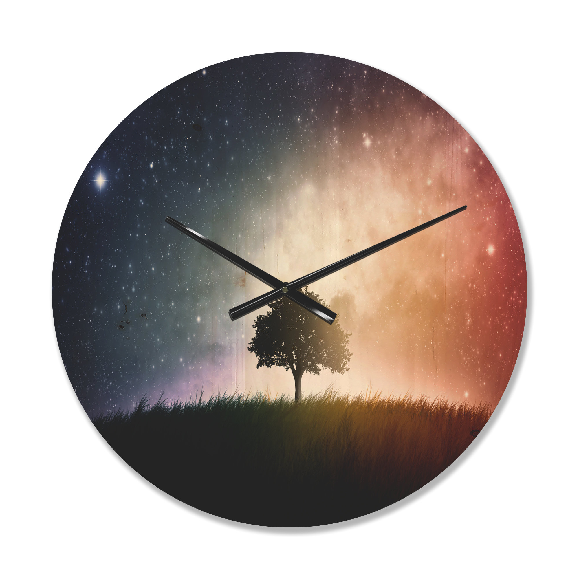 East Urban Home Single Tree Space - Farmhouse Wood Wall Clock | Wayfair