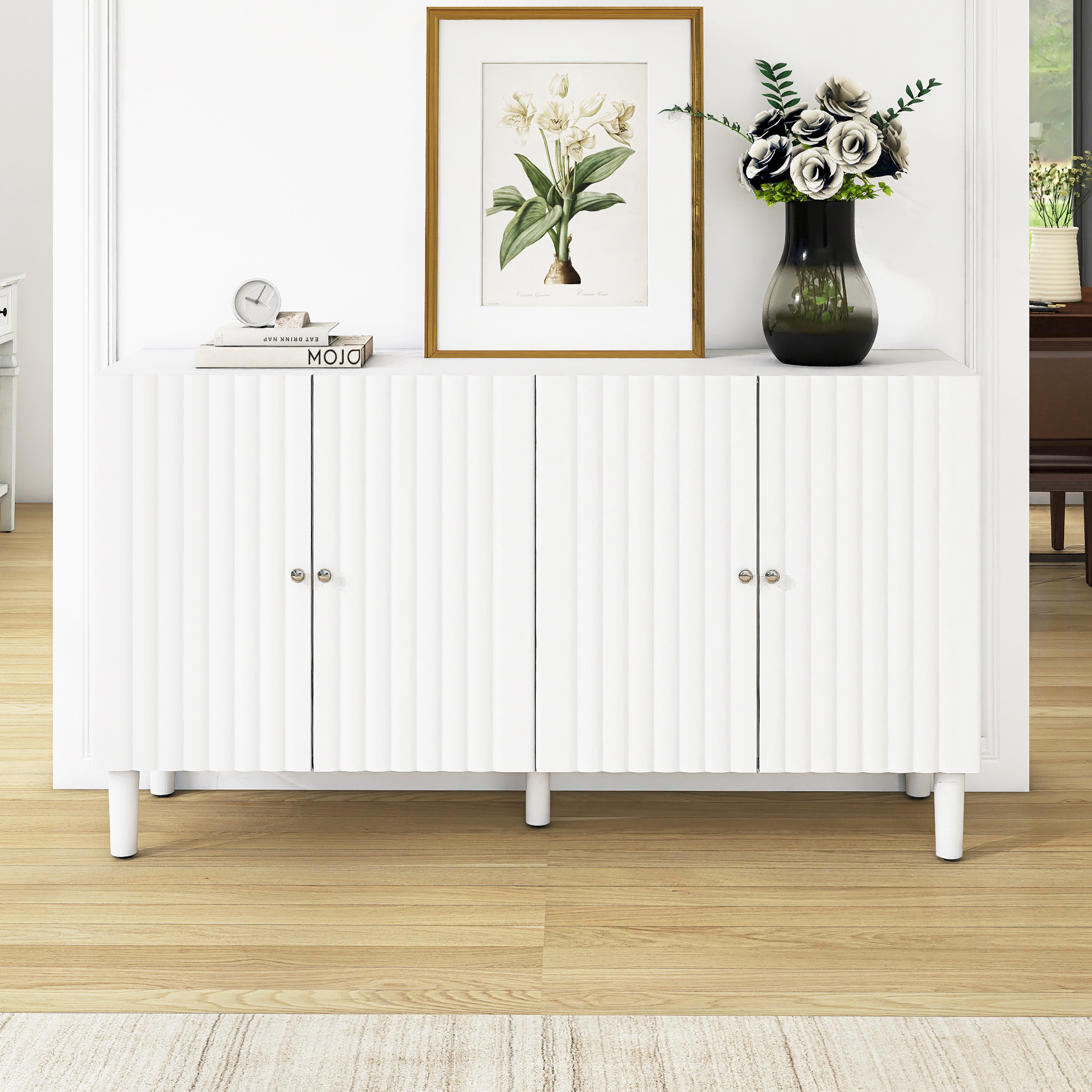 Ebern Designs Elegant Four-Door Sideboard With Wavy Pattern Doors - Wayfair Canada