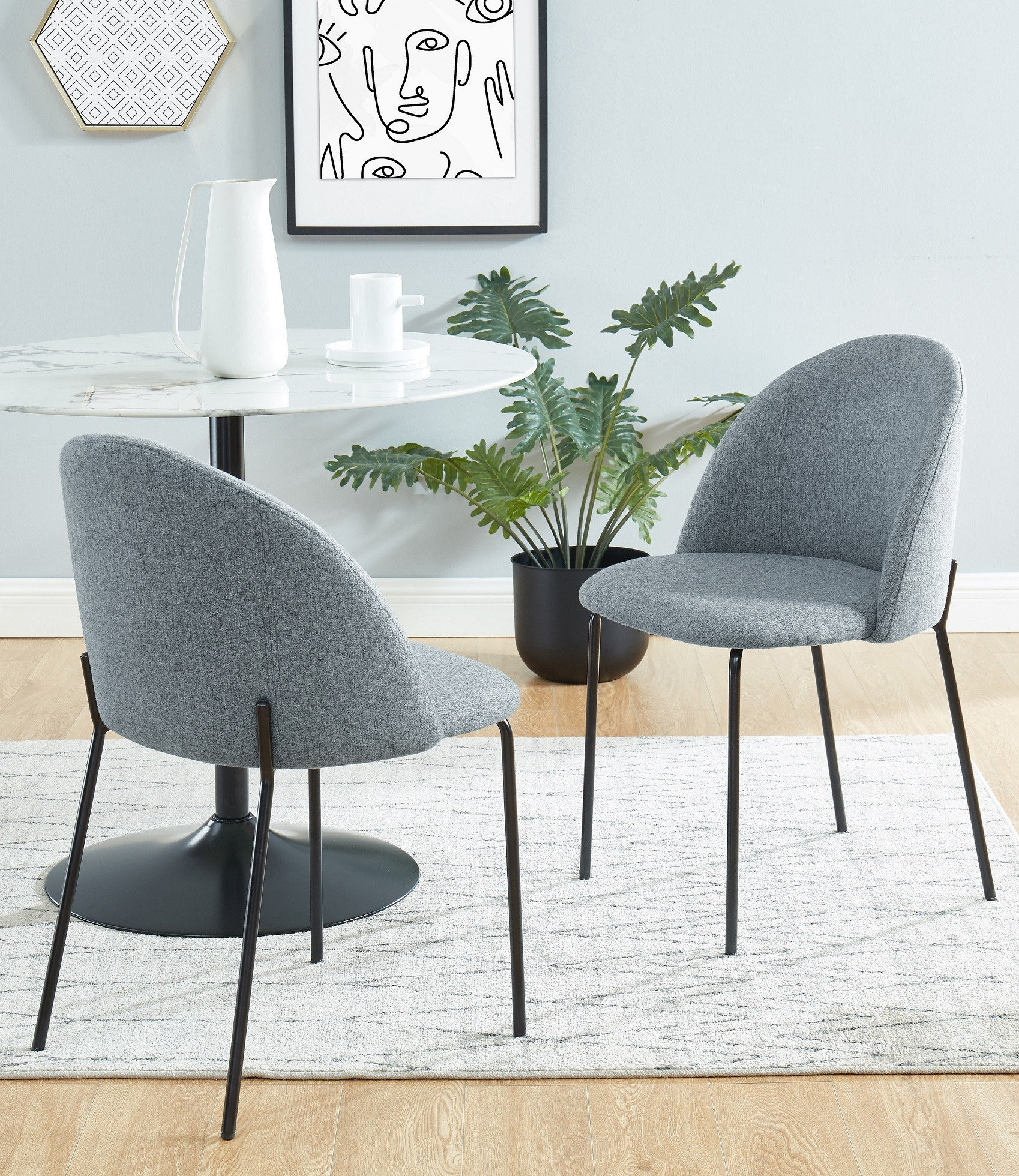 17 Stories Set of 2 Egwin chairs fabric black metal legs - Wayfair Canada