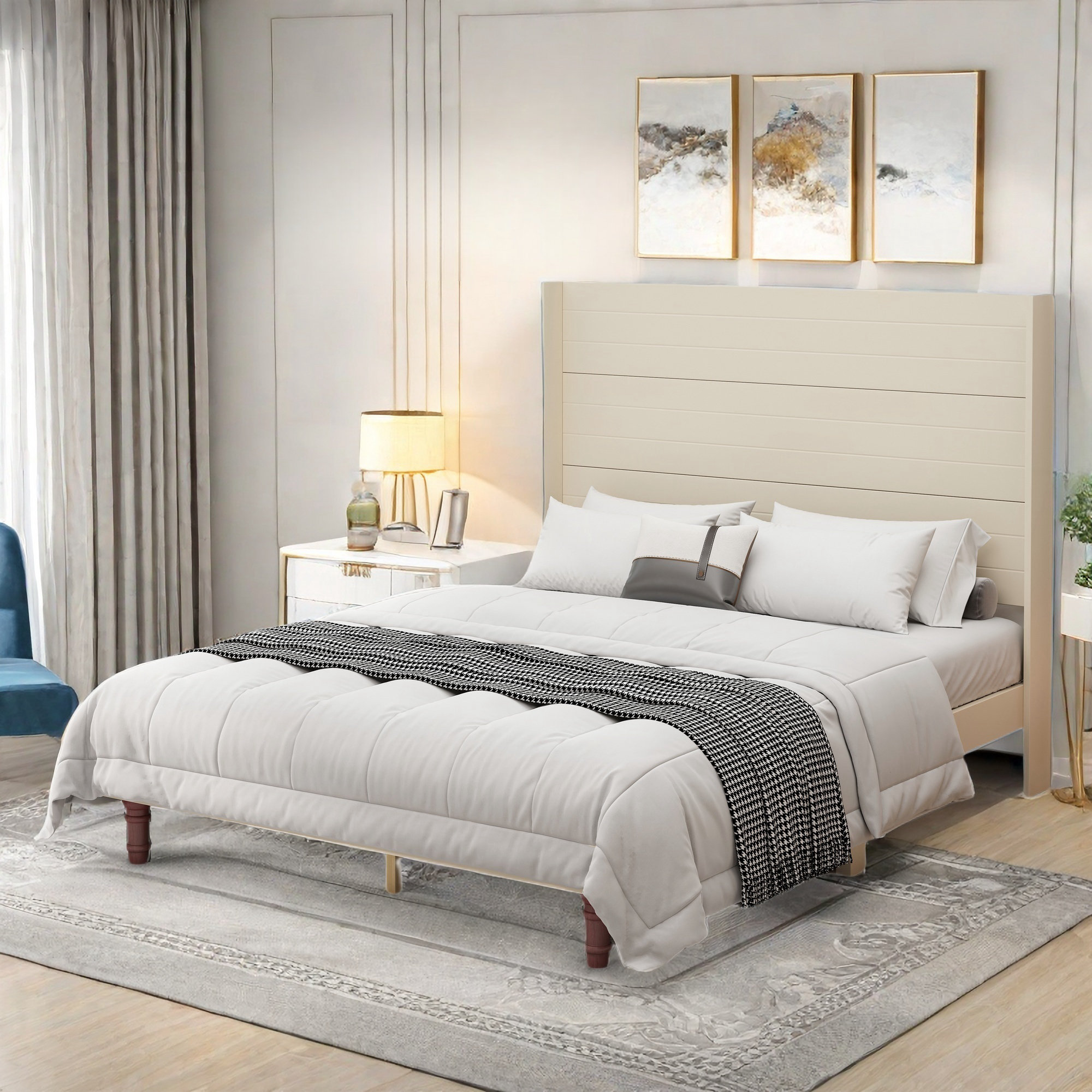 Alcott Hill® Emylton Stylish Platform Bed with High Headboard and ...