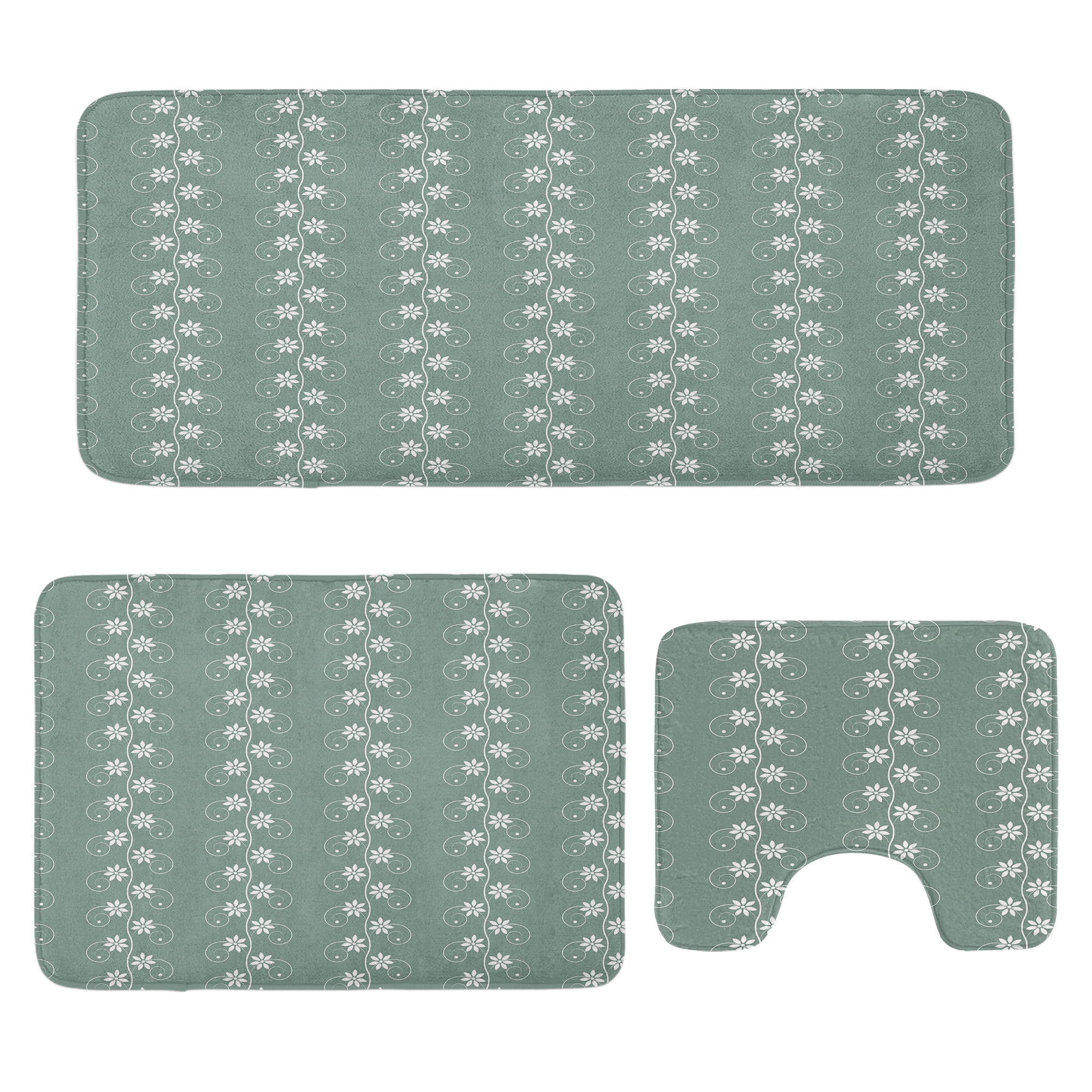 East Urban Home Spring Bathroom Rug Set 3 Pieces U-Shape & Rectangle ...
