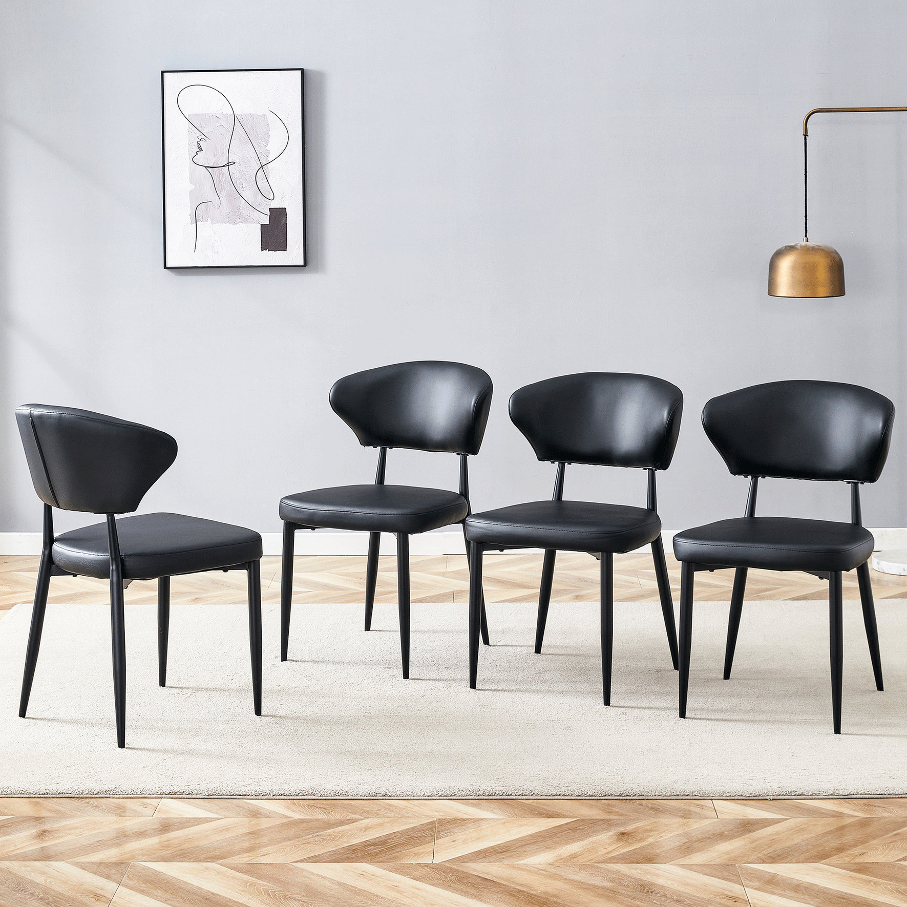 Corrigan Studio Of 4 White Minimalist Dining Chairs - Ergonomic Curved ...