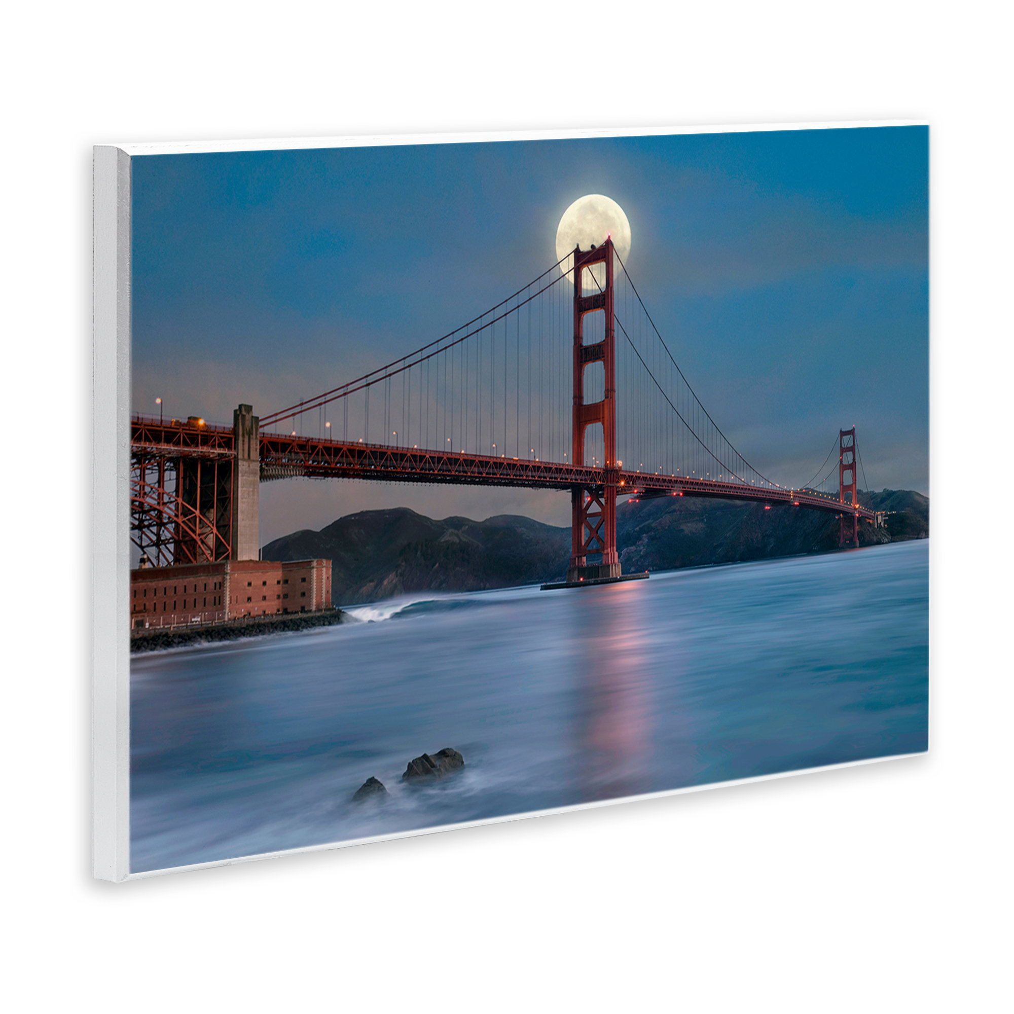 Ebern Designs Moonlit Bridge Landmark Wall Plaque Art by Lee Sie | Wayfair