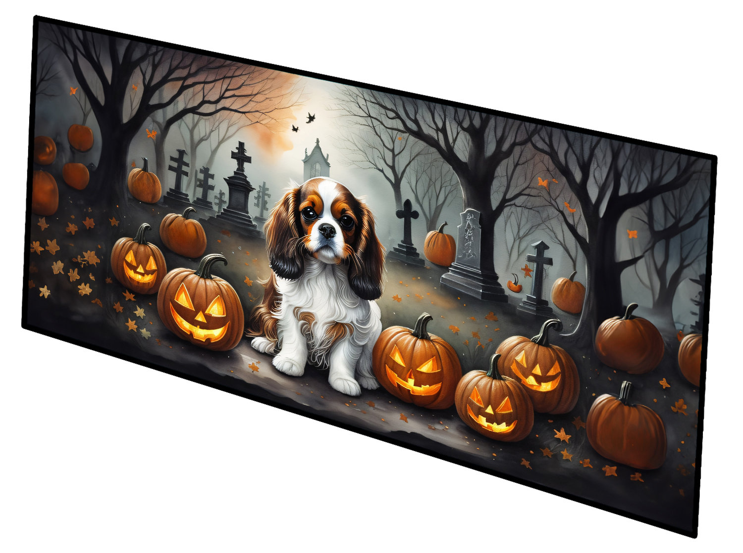 The Holiday Aisle® Cavalier Spaniel Spooky Halloween Runner Mat 28x58 ...