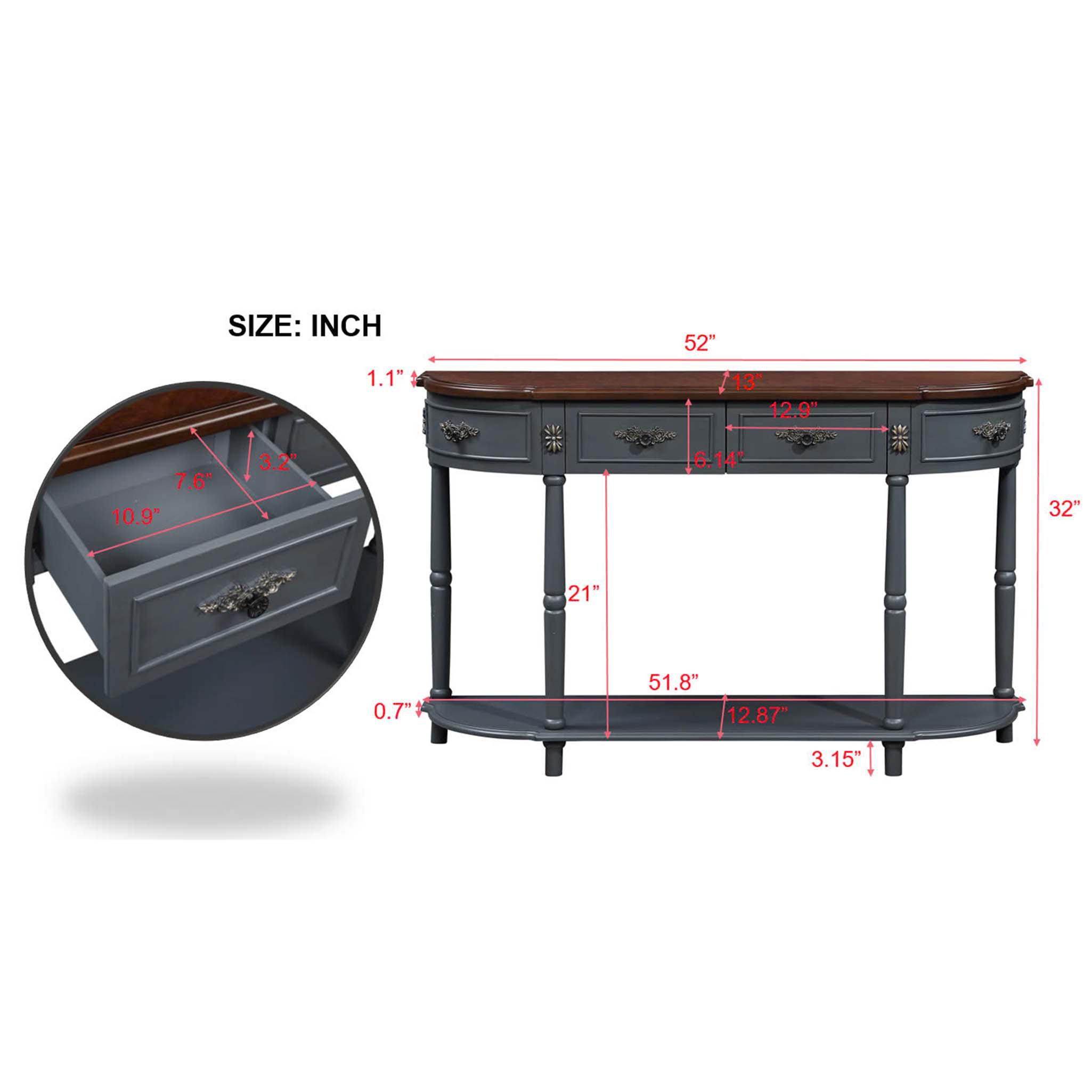 Red Barrel Studio Retro Curved Wood Console Table, 52 inch Circular ...