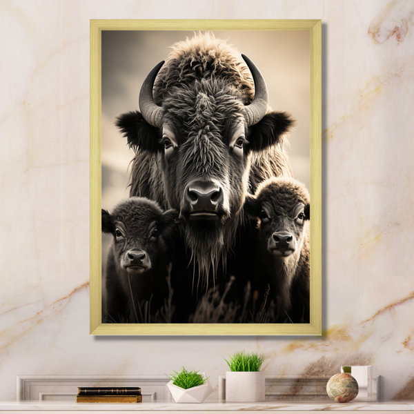 Union Rustic Bison Bison Family Bond - Animals Canvas Wall Art | Wayfair