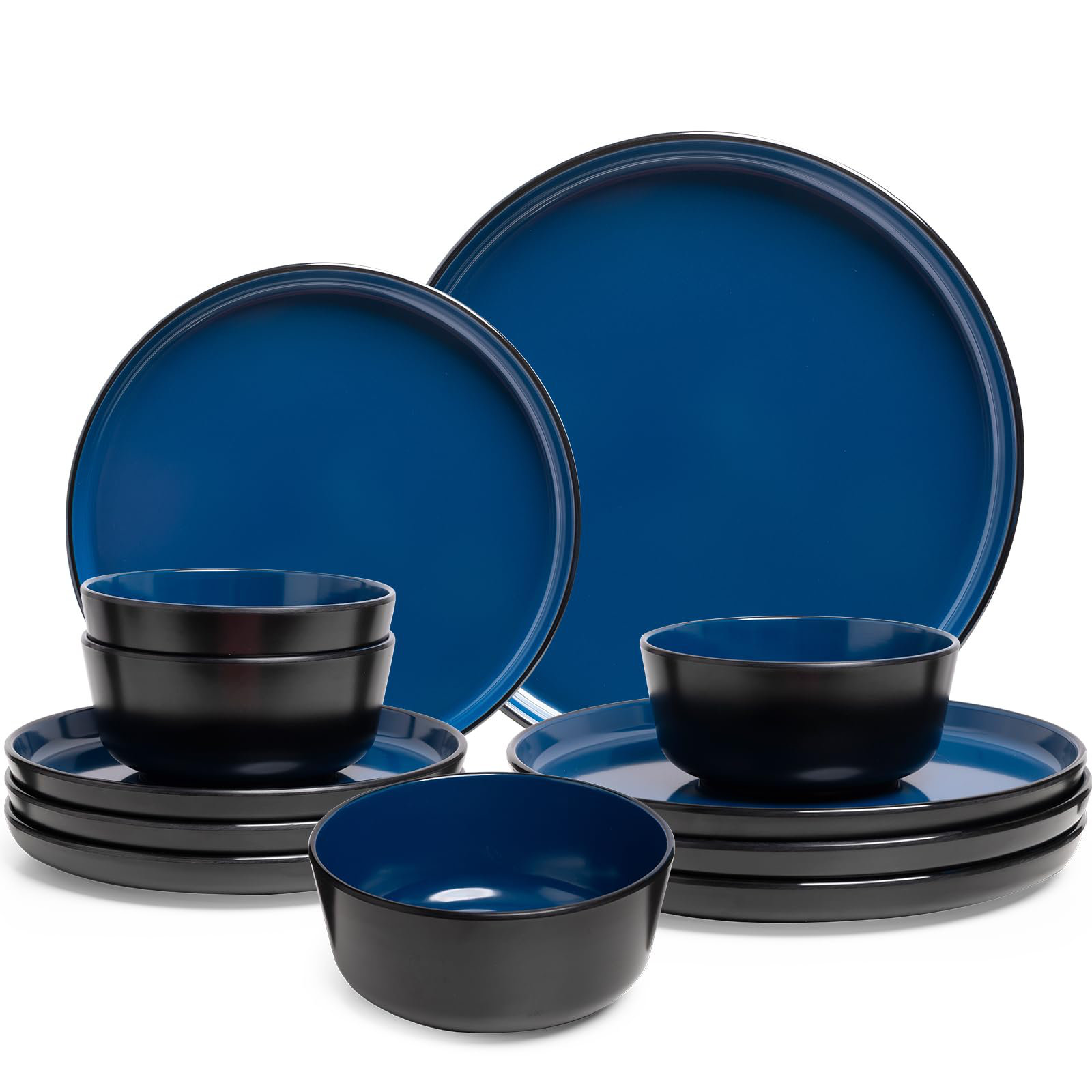 Hokku Designs Melamine Dinnerware Sets, 12 Pcs Unbreakable Plates And ...