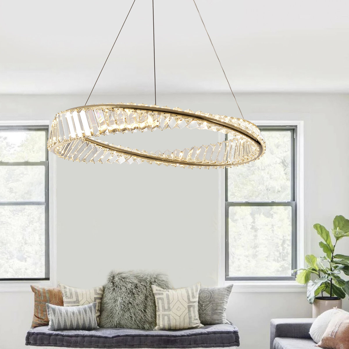 Mercer41 Gentri 1-Light Dimmable LED Unique Geometric Chandelier with ...