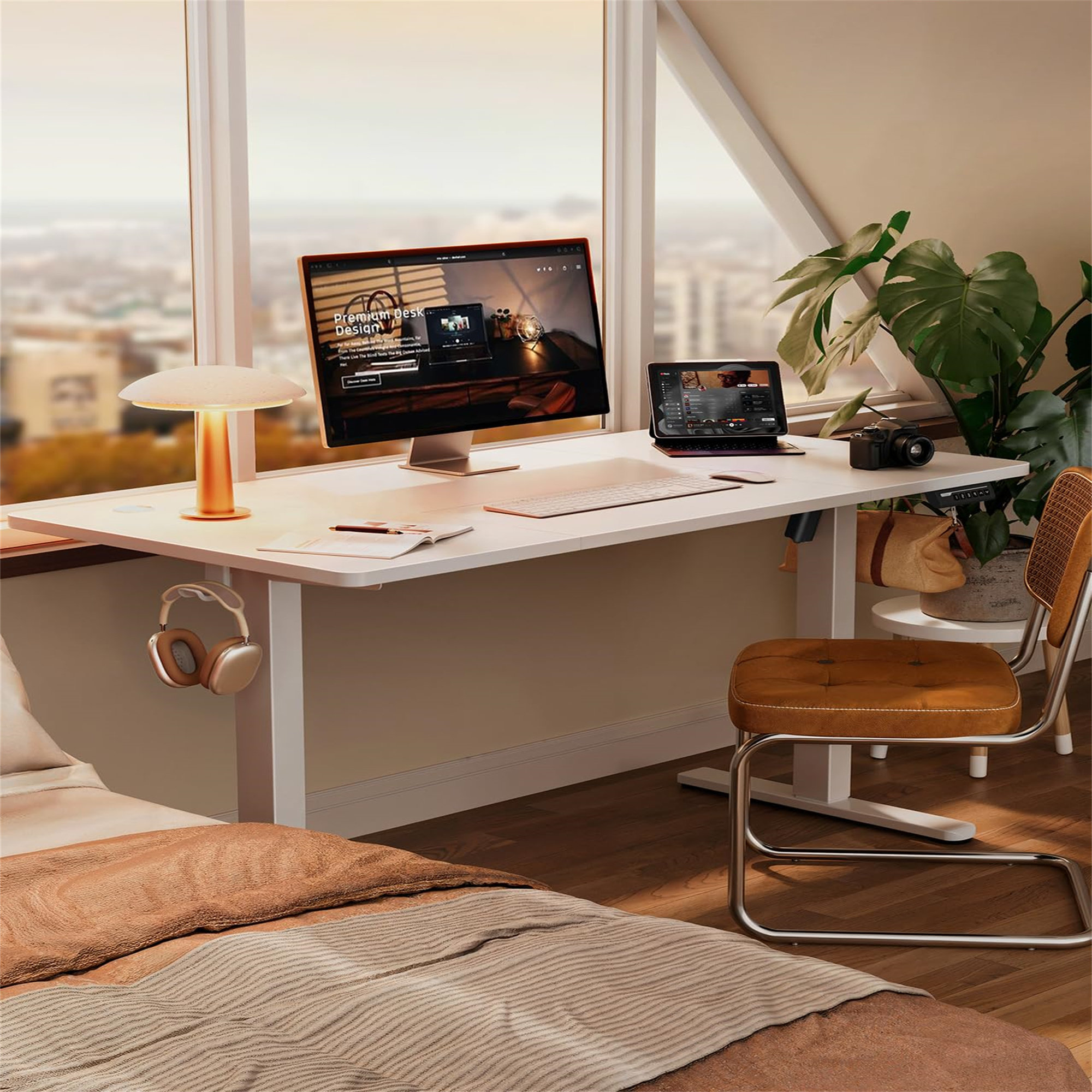 Inbox Zero 120cm W Height Adjustable Rectangle Computer Desk | Wayfair ...