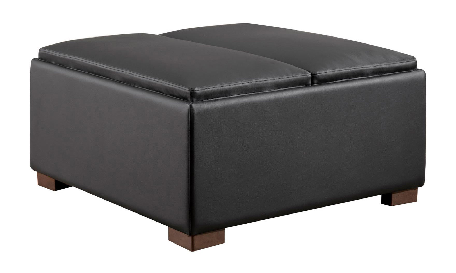 Latitude Run® Alkis Black Upholstered Storage Ottoman with Utility Tray ...