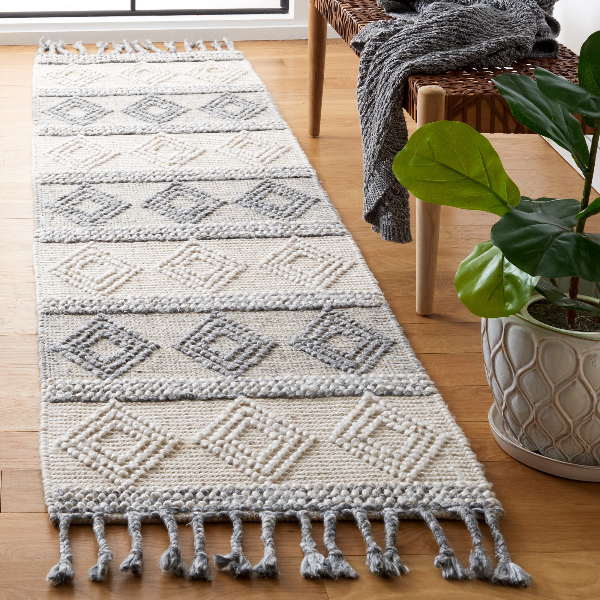 Foundry Select Burnstad Hand Woven 80% Wool, 20% Cotton Geometric Rug ...
