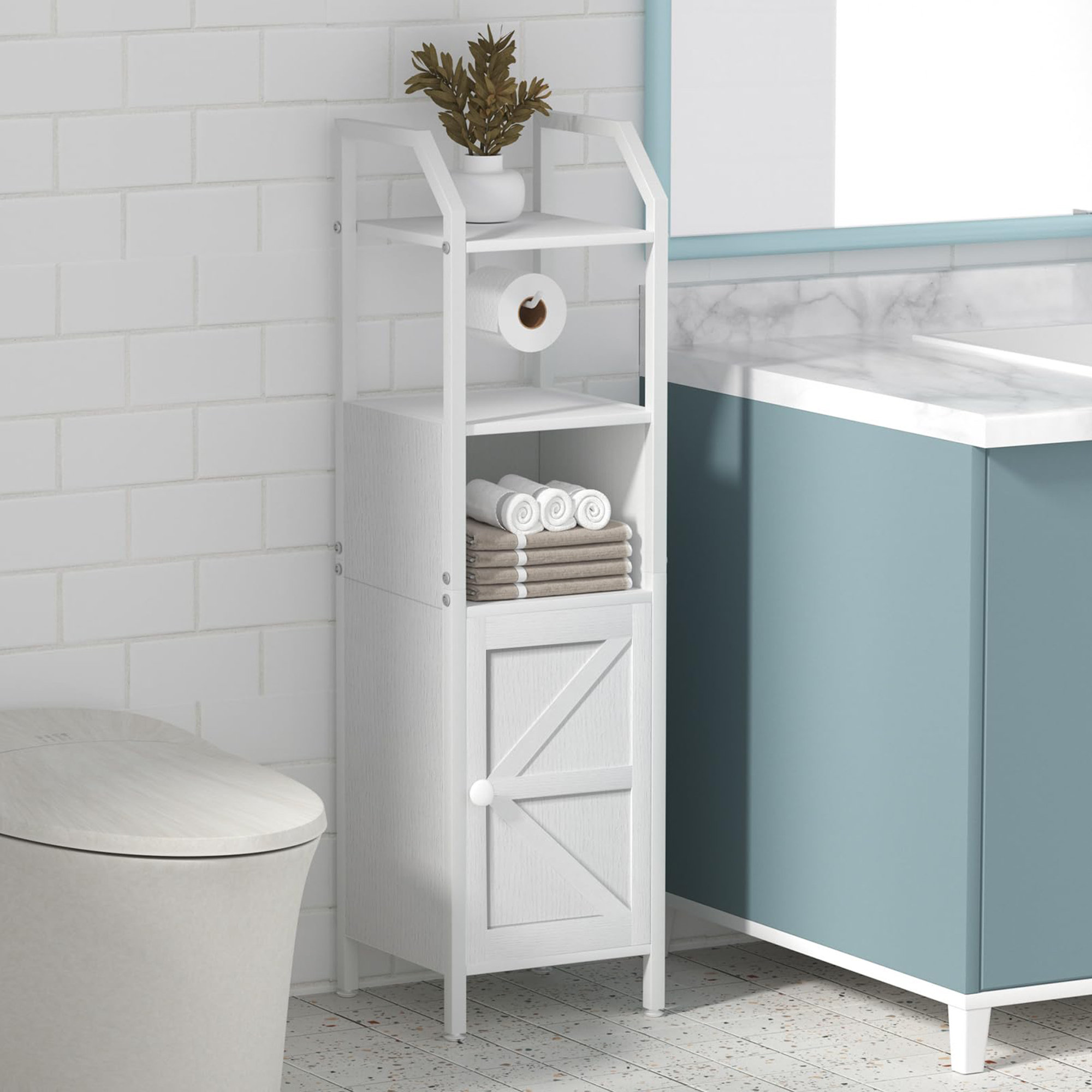 Gracie Oaks Small Bathroom Storage Cabinet Toilet Paper Holder 5 ...