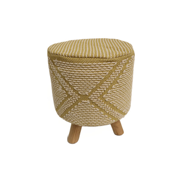 Union Rustic Gerreltje 14" Wide Round Geometric Footstool Ottoman | Wayfair