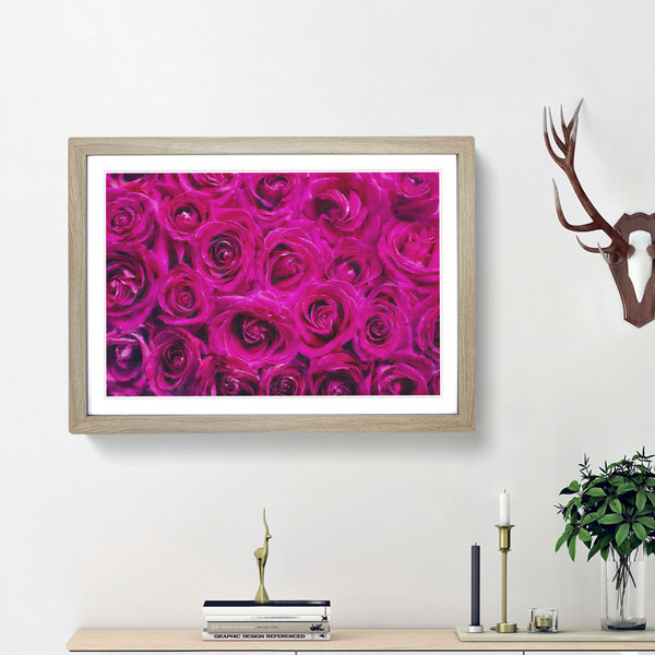 East Urban Home Wall of Bright Pink Roses - Picture Frame Painting ...