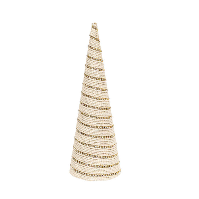 The Holiday Aisle® Diamond Wrapped Ivory Jute Cone Tree, 14" | Wayfair