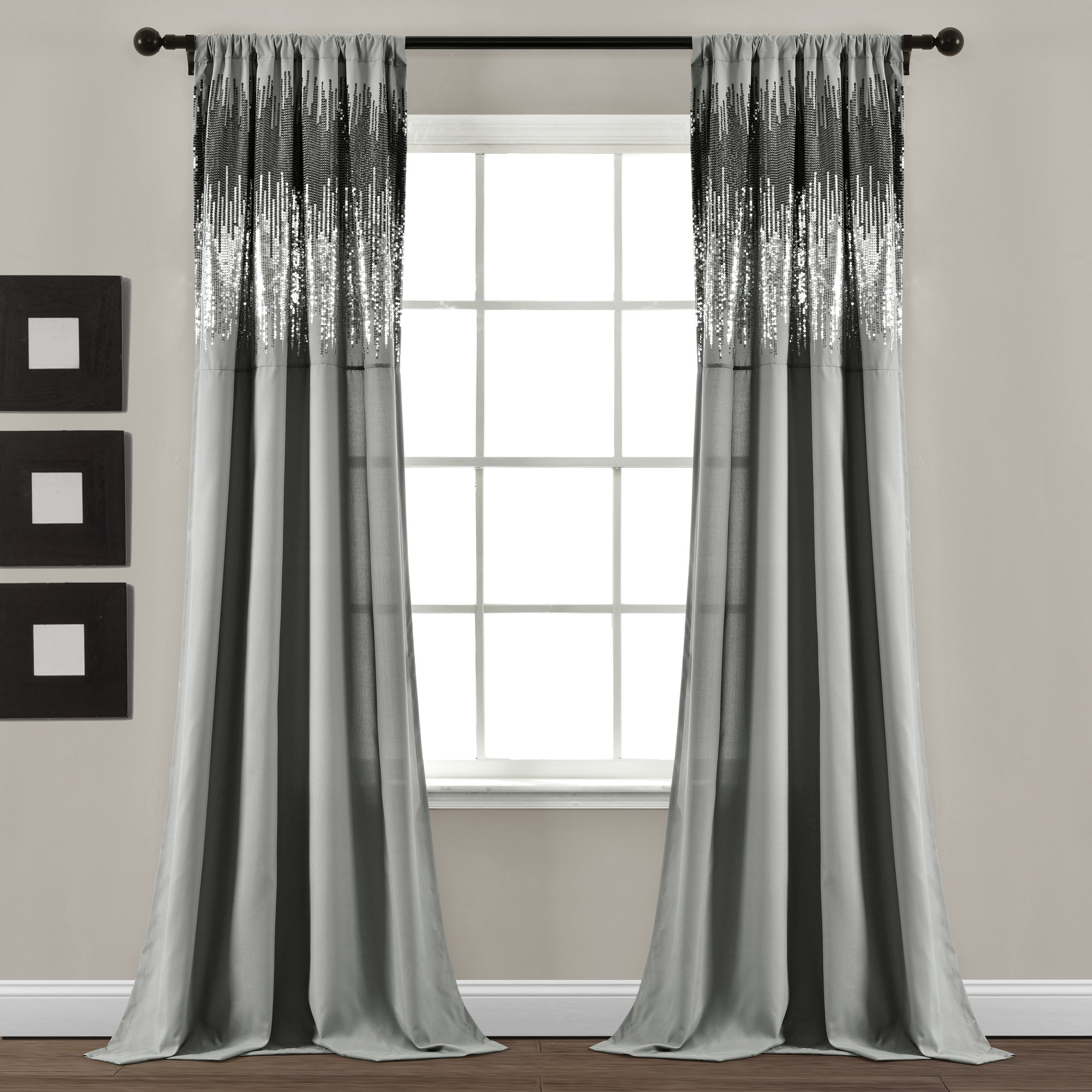 Lush Decor Shimmer Sequins Shimmer Semi-Sheer Curtain Panels & Reviews ...