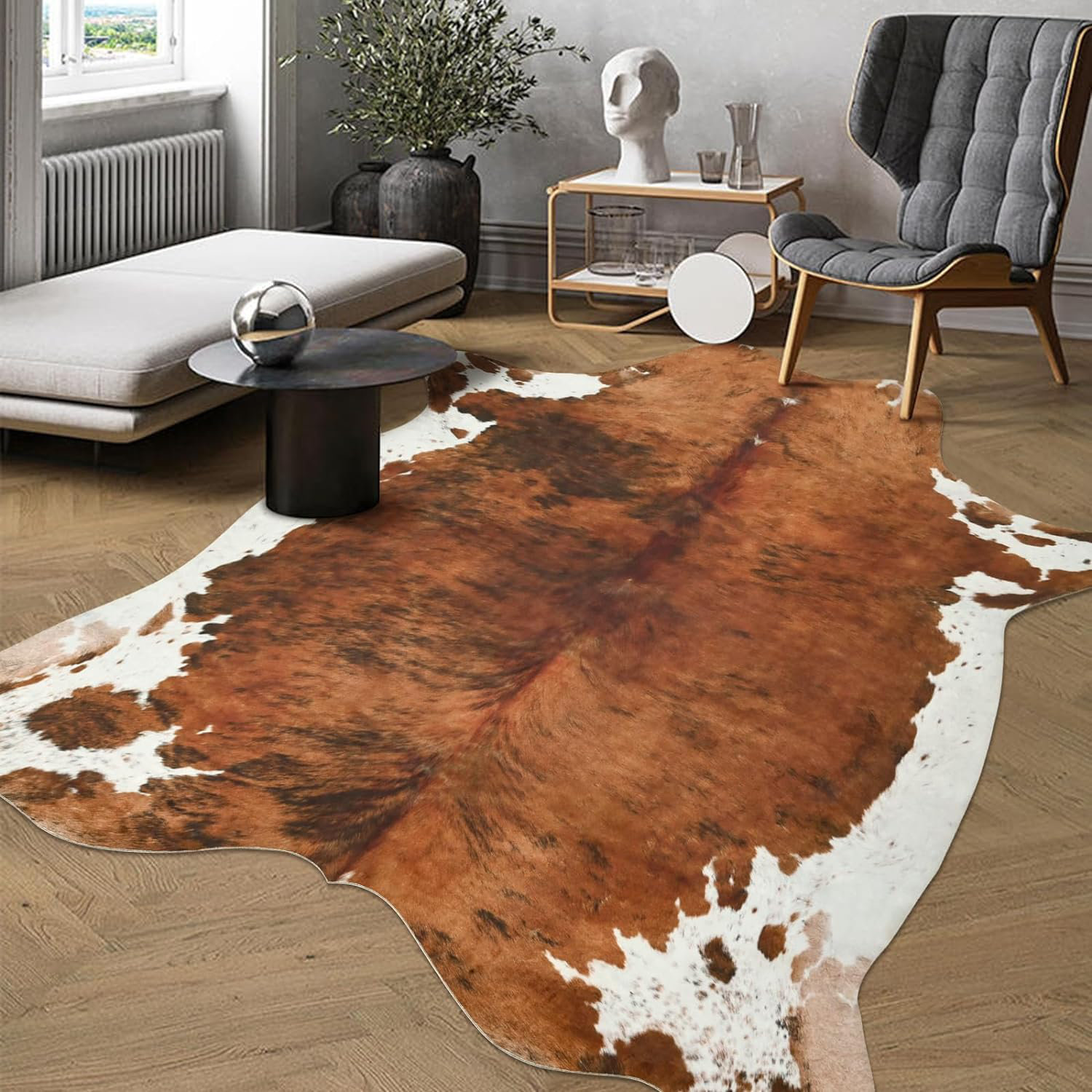 Gracie Oaks Novelty Sal Commercial Use Faux Cowhide Area Rug with Non ...