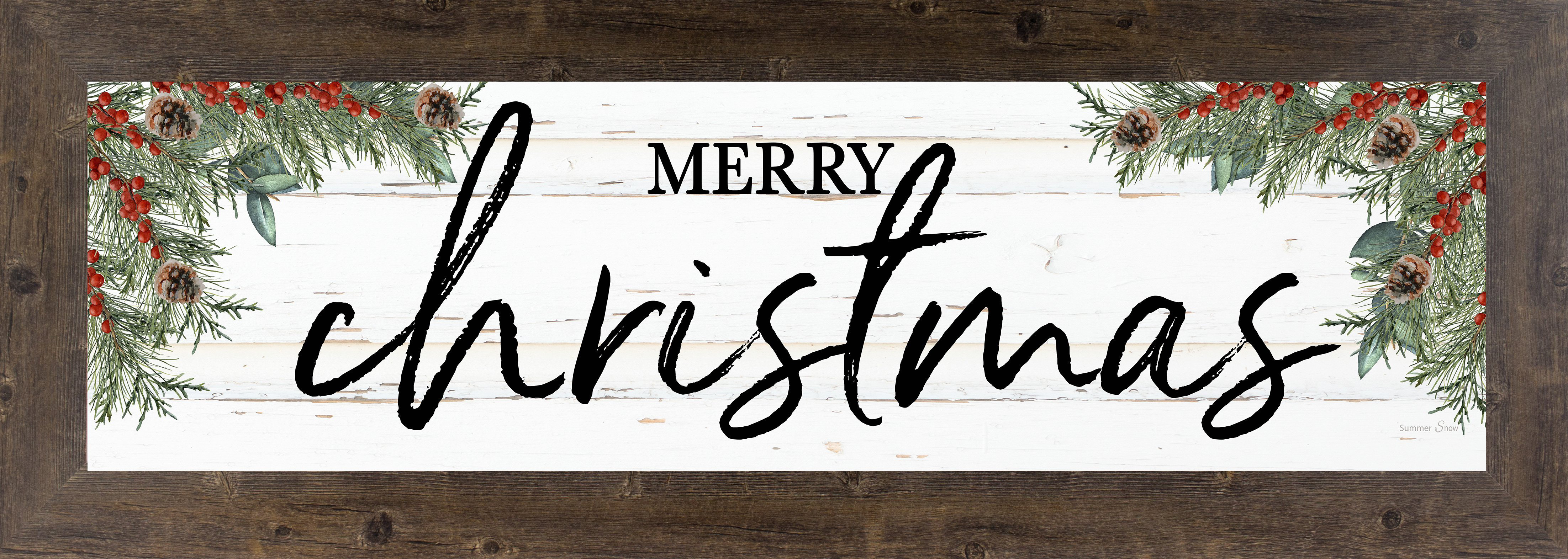 The Holiday Aisle® 'Merry Christmas Sign Evergreen Winter Framed Art ...