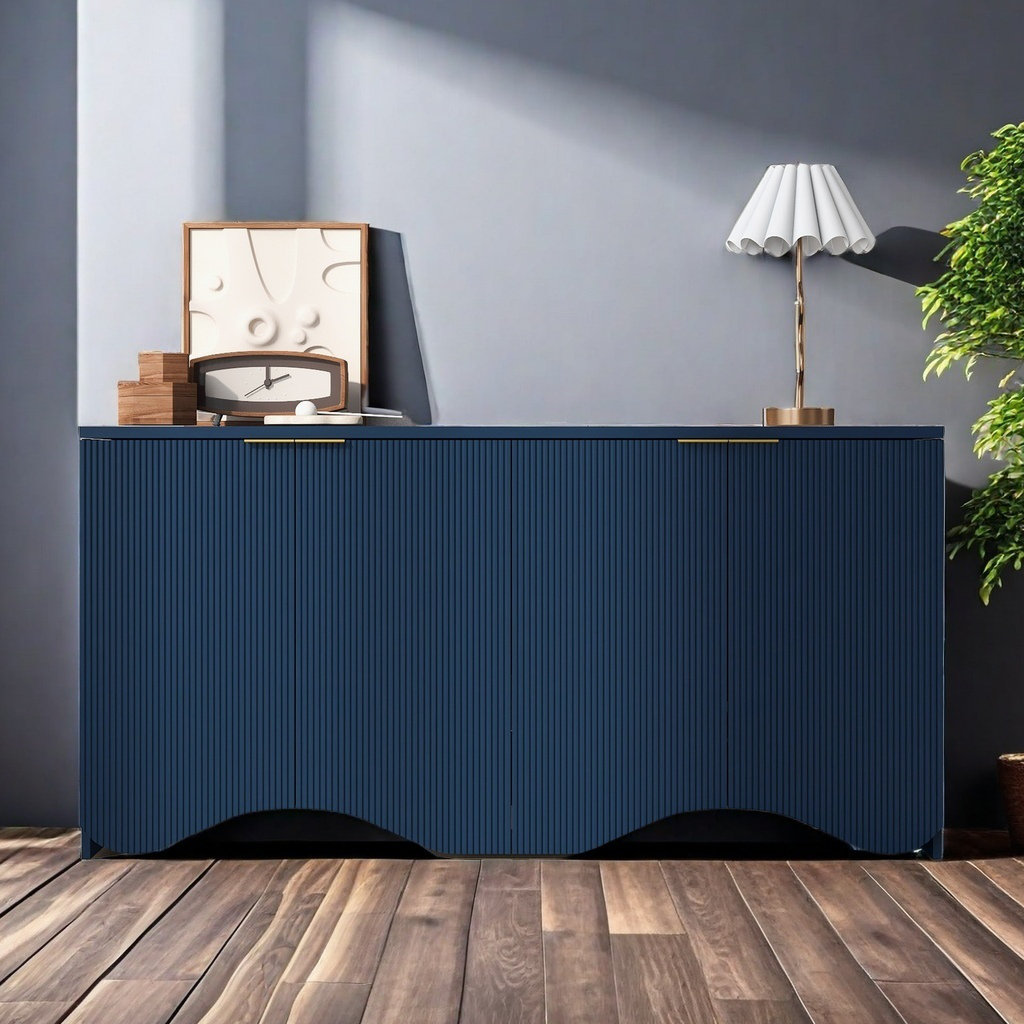 Hokku Designs Vertical Stripes And Wavy Design Of A Four-Door Cabinet ...