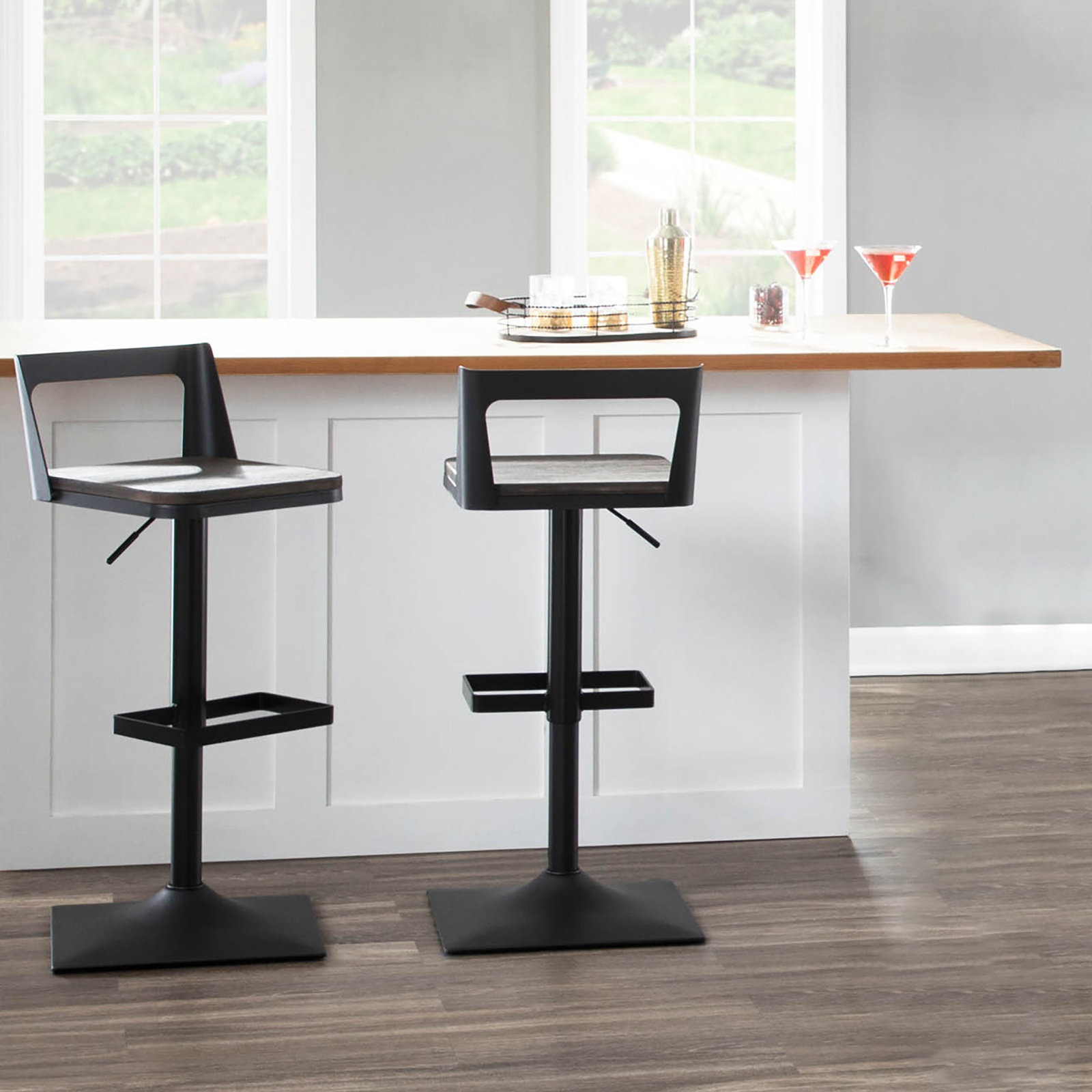 17 Stories Sitarski Swivel Adjustable Height Counter Stool with Metal ...