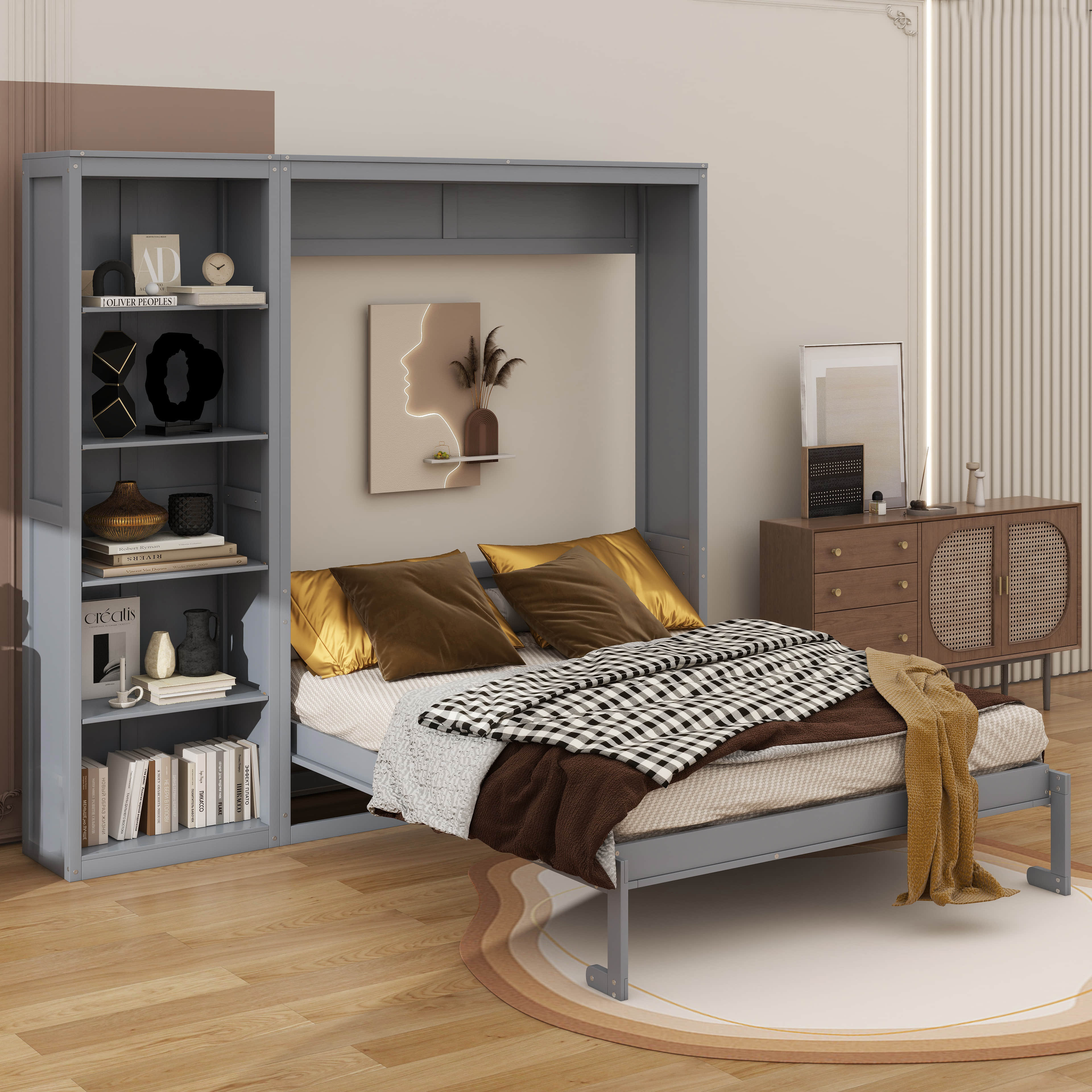 Hokku Designs Multifunctional Convertible Murphy Wall Bed With ...