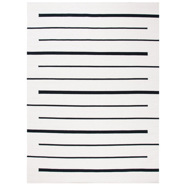 AllModern Mana Striped Handwoven Cotton Ivory/Black Area Rug & Reviews ...