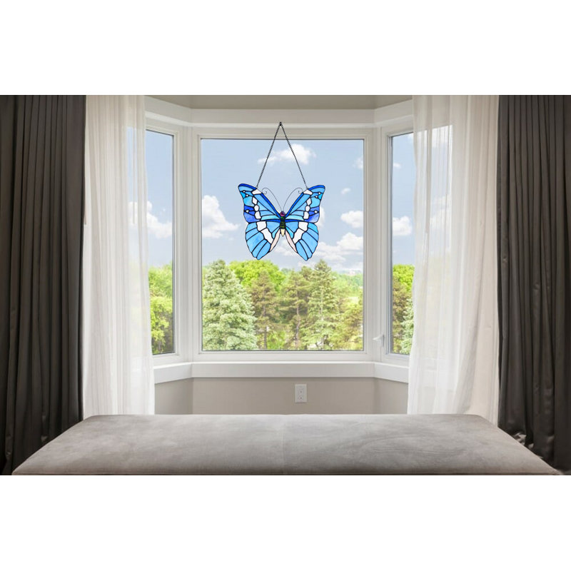 Lark Manor™ Butterfly Stained Glass Window Panel & Reviews | Wayfair