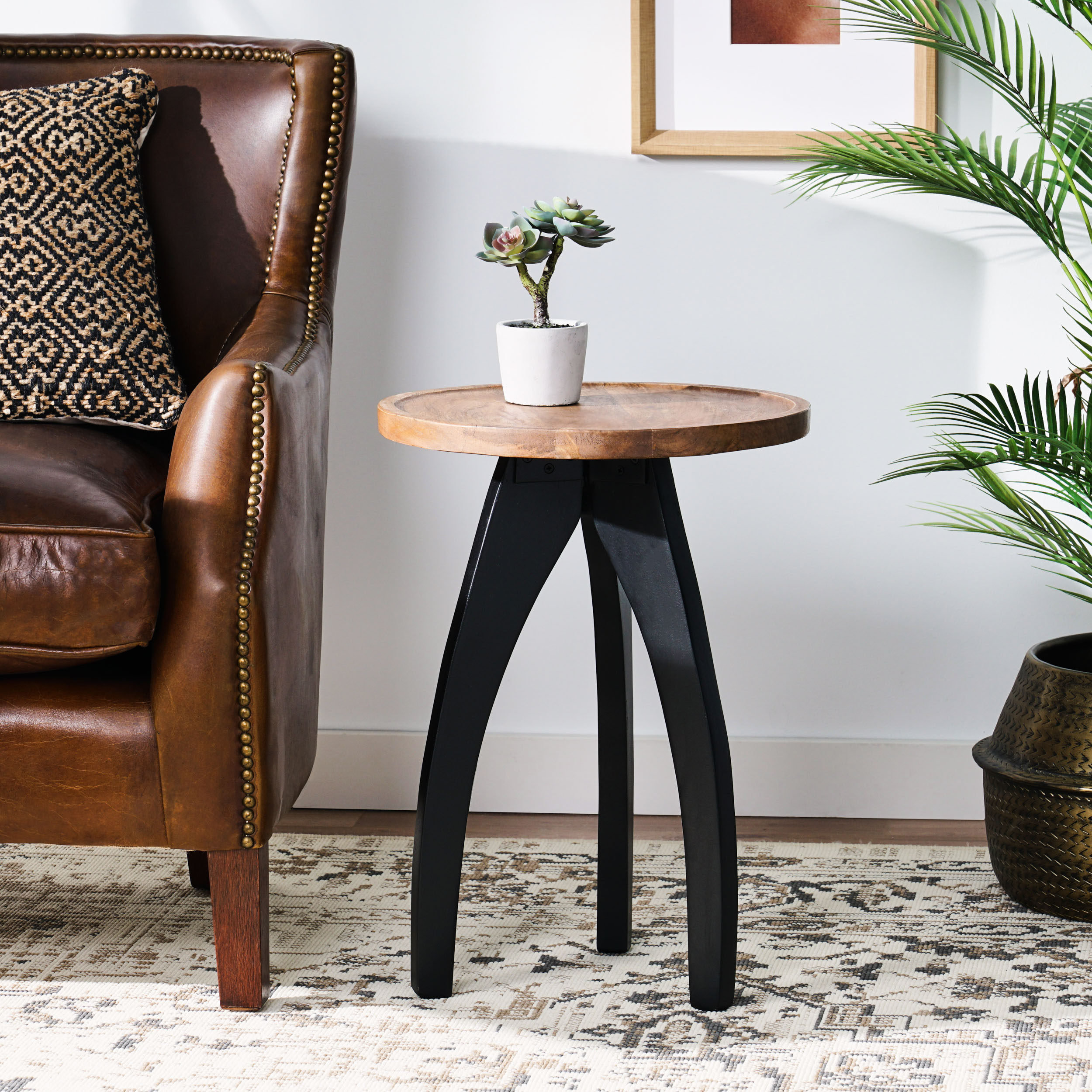 Millwood Pines Solid Wood 3 Legs End Table & Reviews | Wayfair