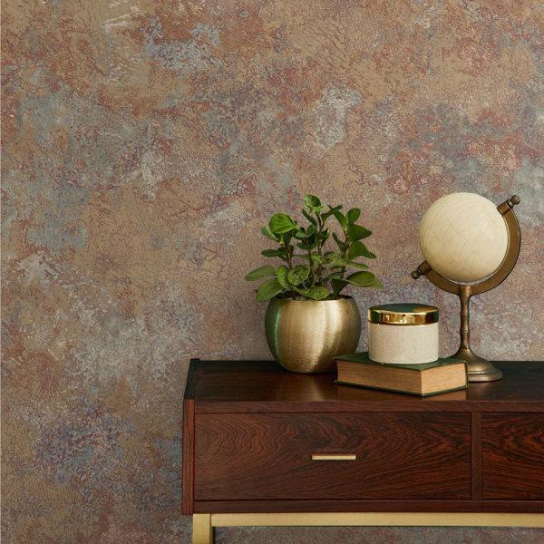 17 Stories Designs Metallic Butterscotch & Terracotta Sycamore Abstract ...