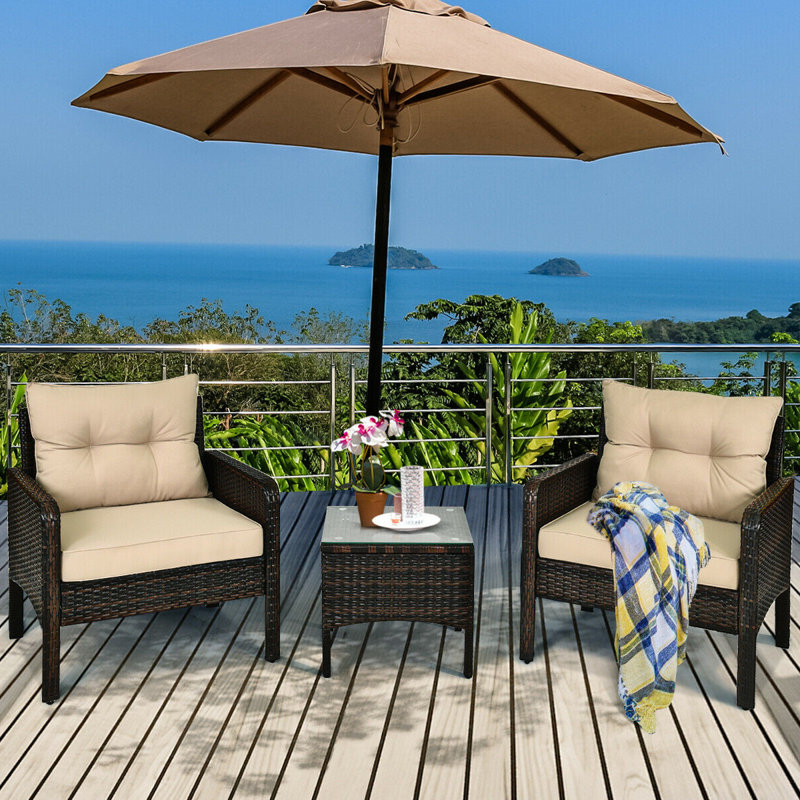 Winston Porter Bryella 2 - Person Outdoor Seating Group with Cushions ...
