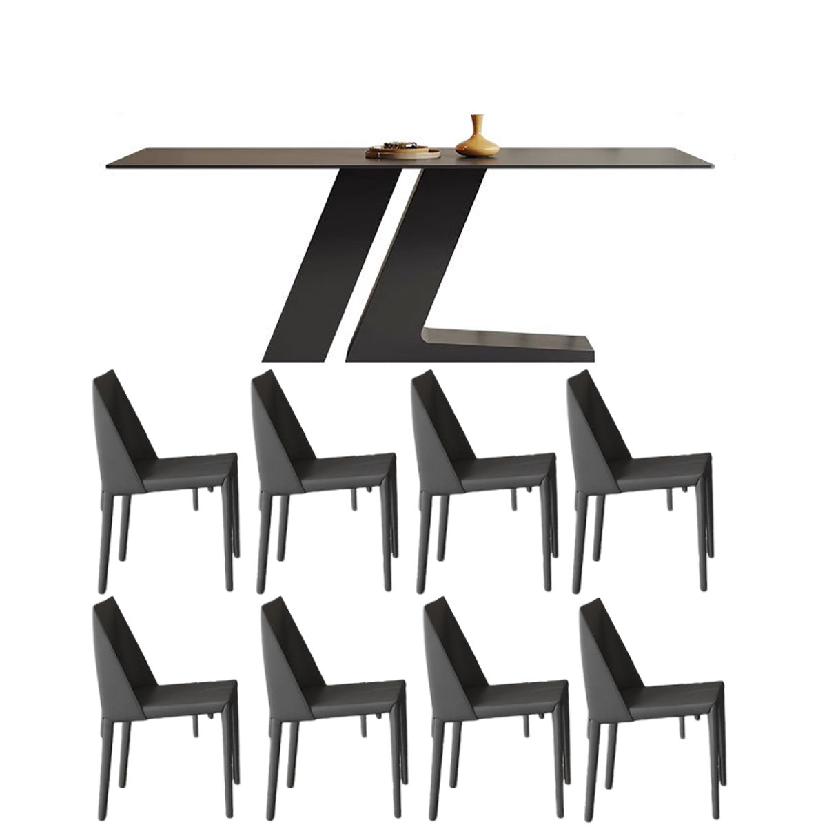 Beicang Home Modern Black Slate Dining Table with Steel Base | Wayfair