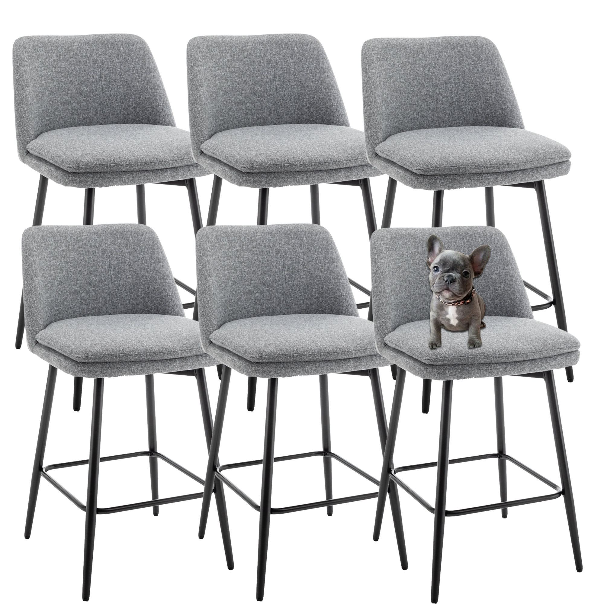 Blu Aired Merch Upholstered Swivel Metal Counter Chairs Bar Stools (Set ...