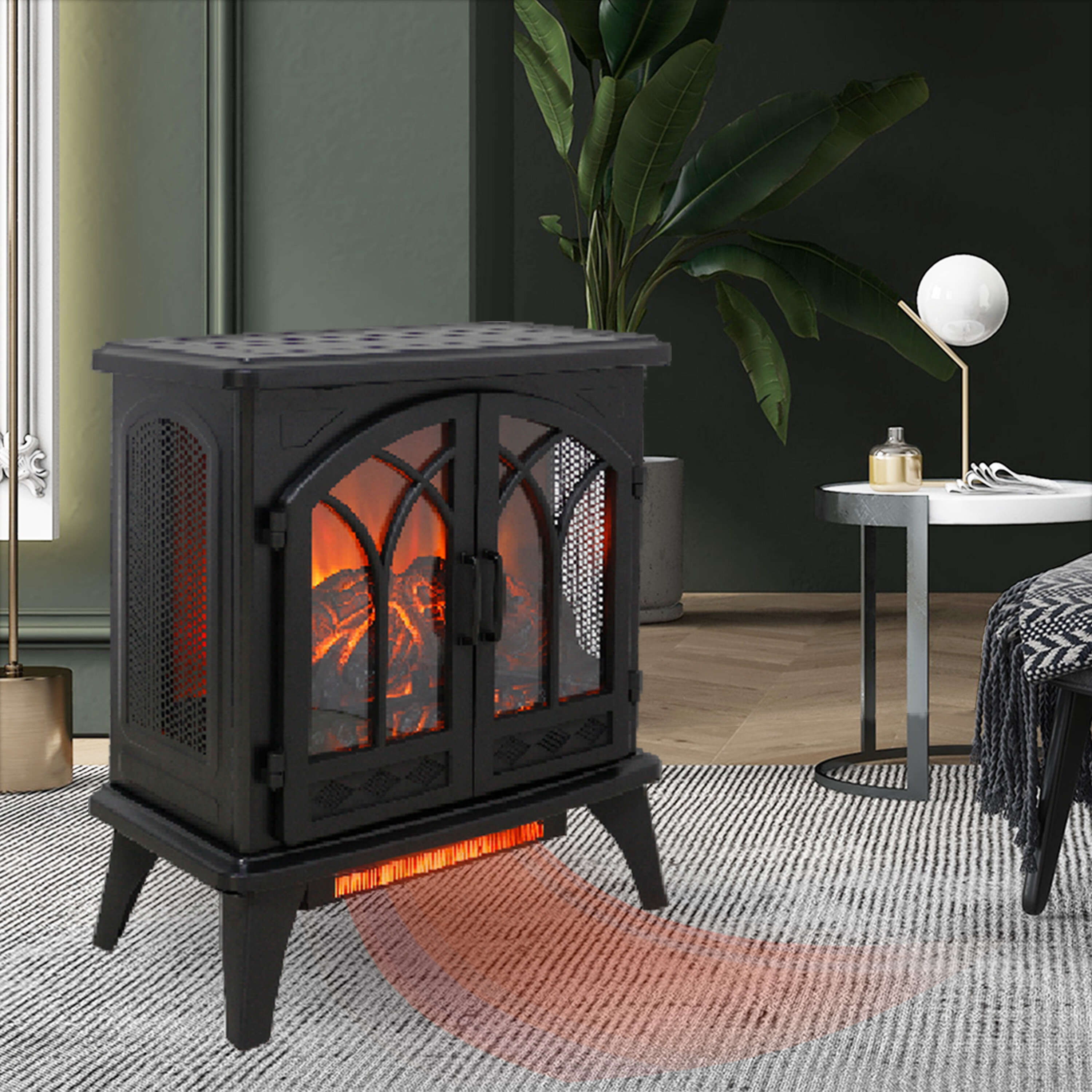 Winston Porter 24 inch 3D Flame Electric Infrared Quartz Fireplace ...