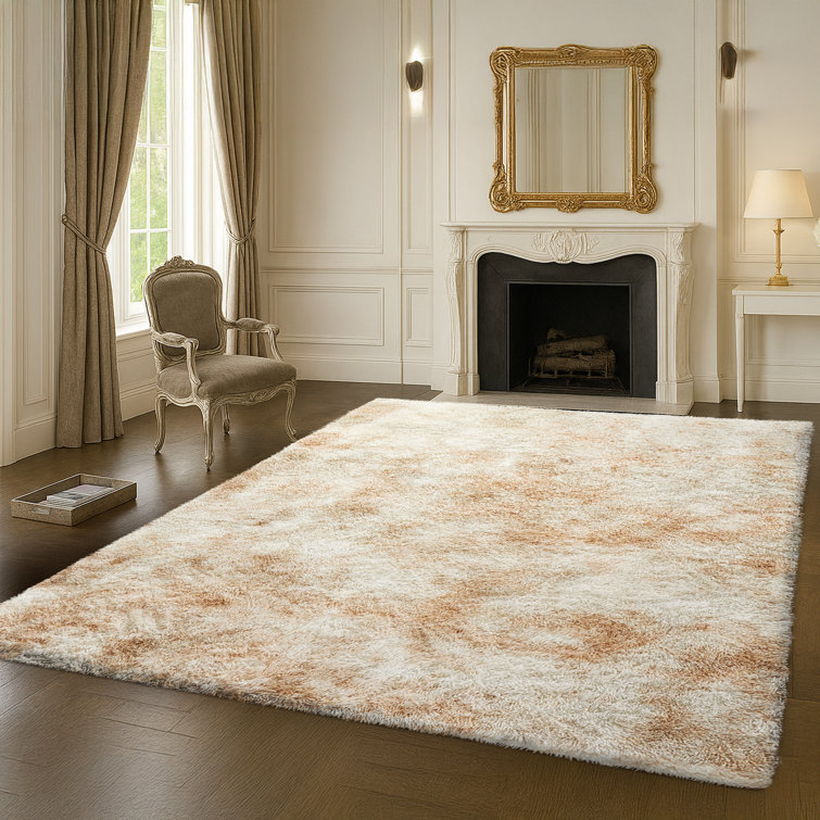 Fairmont Park Solid Colour Machine Tufted Tye Dye Cream Shag Area Rug ...
