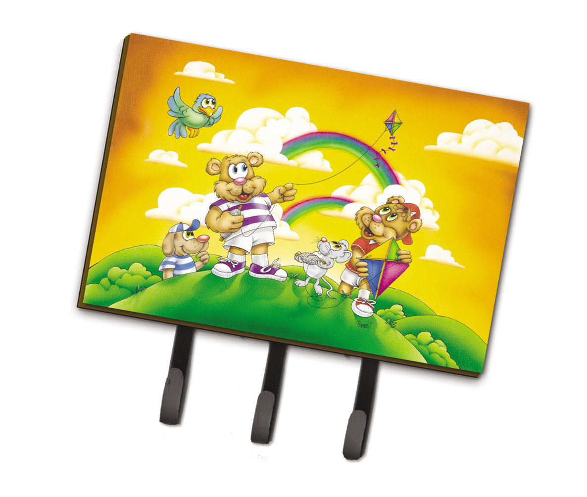 East Urban Home Bears Flying a Kite Wall Key Organizer with Key Hooks ...