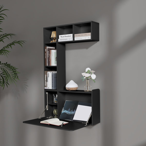 Ebern Designs Multifunctional Folding Floating Wall Mounted Desk Laptop ...