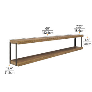 Latitude Run® 60 inch Bookshelves Wall Mounted, Living Room Shelves ...