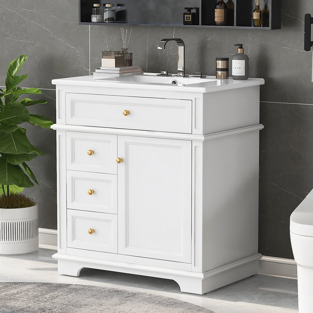 Charlton Home® Bathroom Vanity with Sink and Drawers | Wayfair
