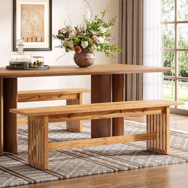 Millwood Pines 59" Wood Entryway Entry Bench, Farmhouse Kitchen Dining ...