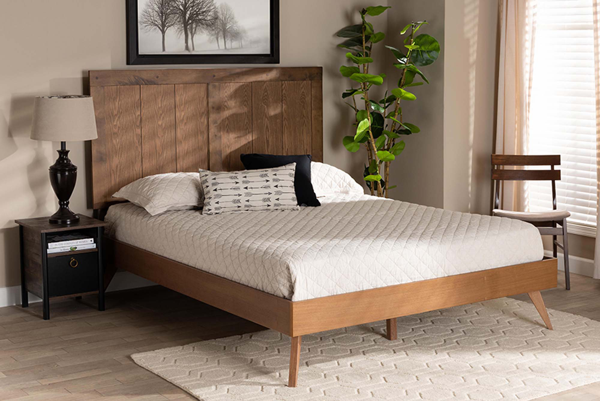 George Oliver Jake Ash Walnut Finished Wood Platform Bed (Full ...